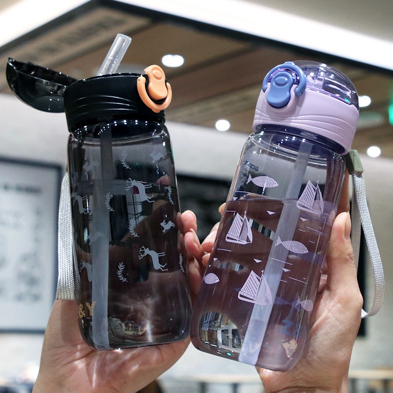 ขวดน้ำเด็กพกพา ปลอดภัยกระติกน้ำเล็กไปโรงเรียน ขวดน้ำน่ารักๆ water bottle kids 580ml/720ml ...