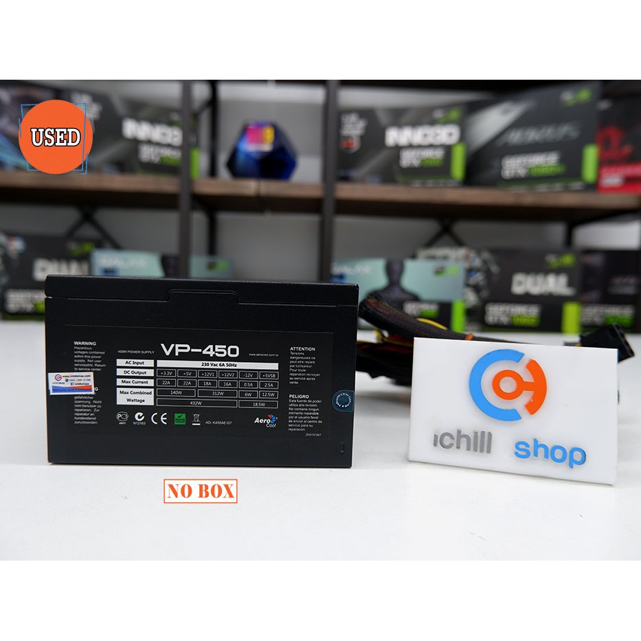 POWER SUPPLY (พาวเวอร์ซัพพลาย) AEROCOOL VP-450 450W มีสายไฟเลี้ยง ...