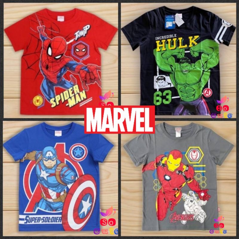 เสื้อเด็ก มาเวลซุปเปอร์ฮีโร่ ลิขสิทธิ์แท้ สไปเดอร์แมน ฮัค กัปตันอเมริกา ...