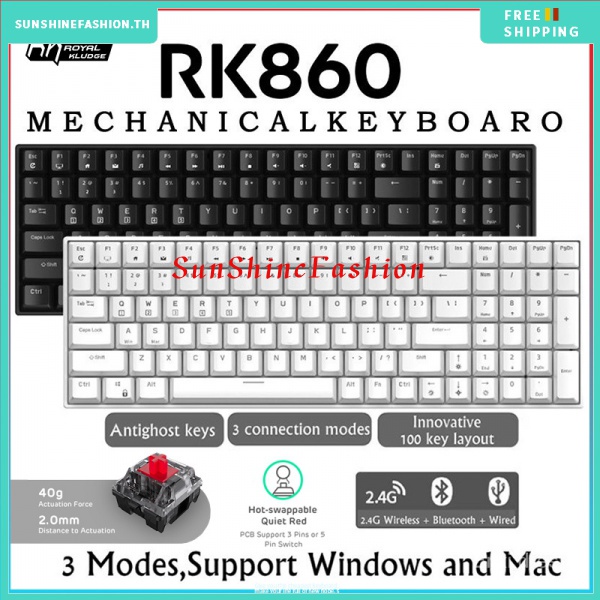 Rk860 / RK100 สลับร้อน! คีย์บอร์ดเล่นเกม บลูทูธ ไร้สาย 2.4G พร้อมสาย ...