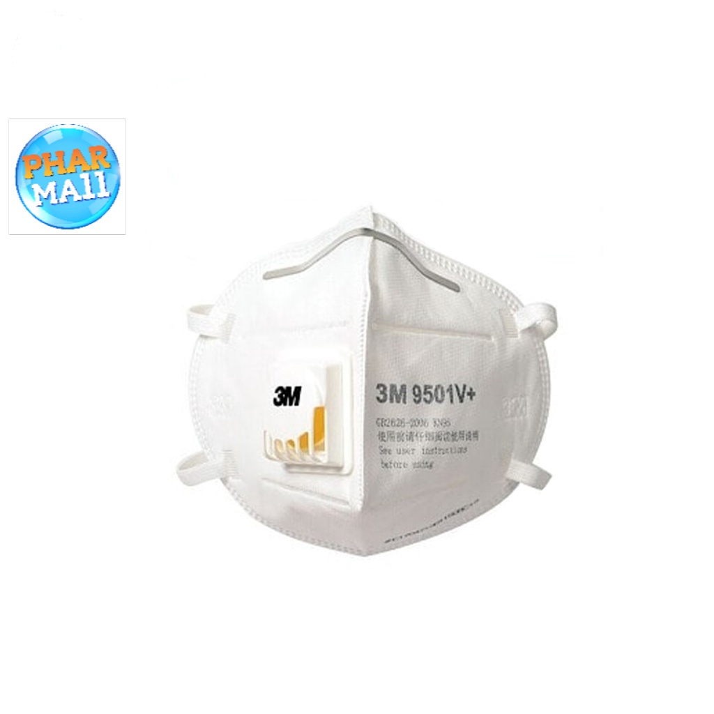 หน้ากากN95 3M รุ่น 9501V+ ป้องกันฝุ่นละออง PM2.5 และป้องกันเชื้อโรคได้ ...
