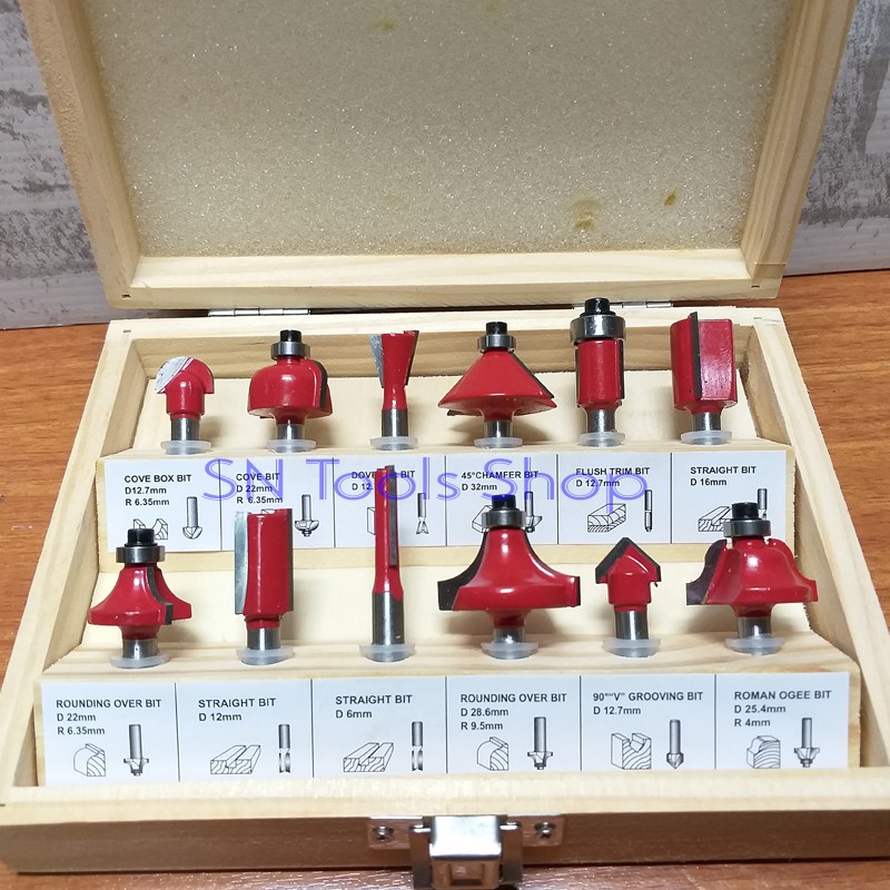 ดอกทริมเมอร์ ดอกเร้าเตอร์ 2 หุน 12 ชิ้น ROUTER BIT SET | Shopee Thailand