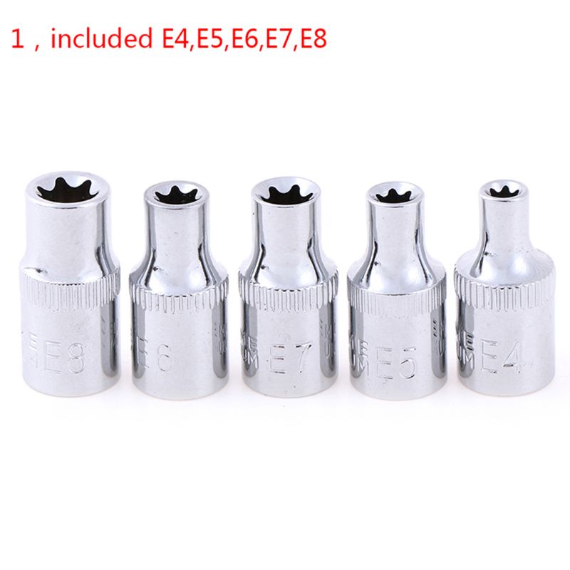 HL E4 E5 E6 E7 E8 ประแจซ็อกเก็ตชุด Torx Star Bits ภายนอกหญิง E ซ็อกเก็ตชุดยานยนต์รถเครื่องมือ 1 ...