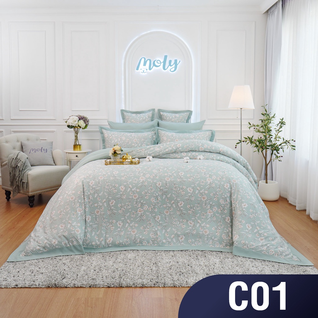 ชุดเครื่องนอน Moly (โมลี่) รุ่น Grand Luxe หรูหรา ดูดี มีระดับ เซตใหญ่ 10 ชิ้น [ผ้าปู 6 ฟุต ...