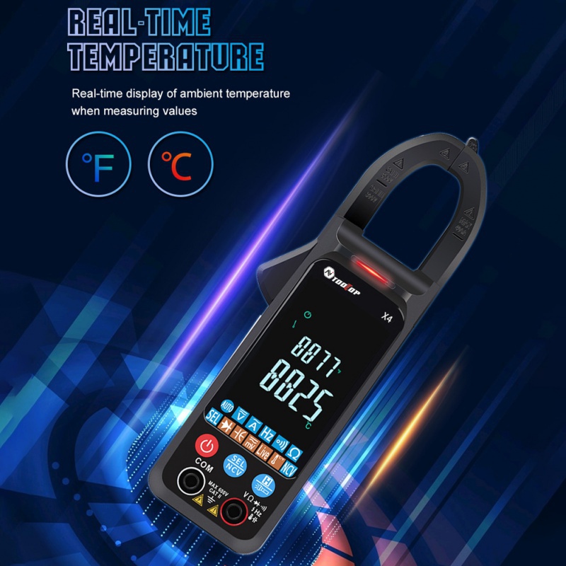 TOOLTOP X4 Mini Digital Clamp Meter Color Large Screen Multimeter 6000 ...