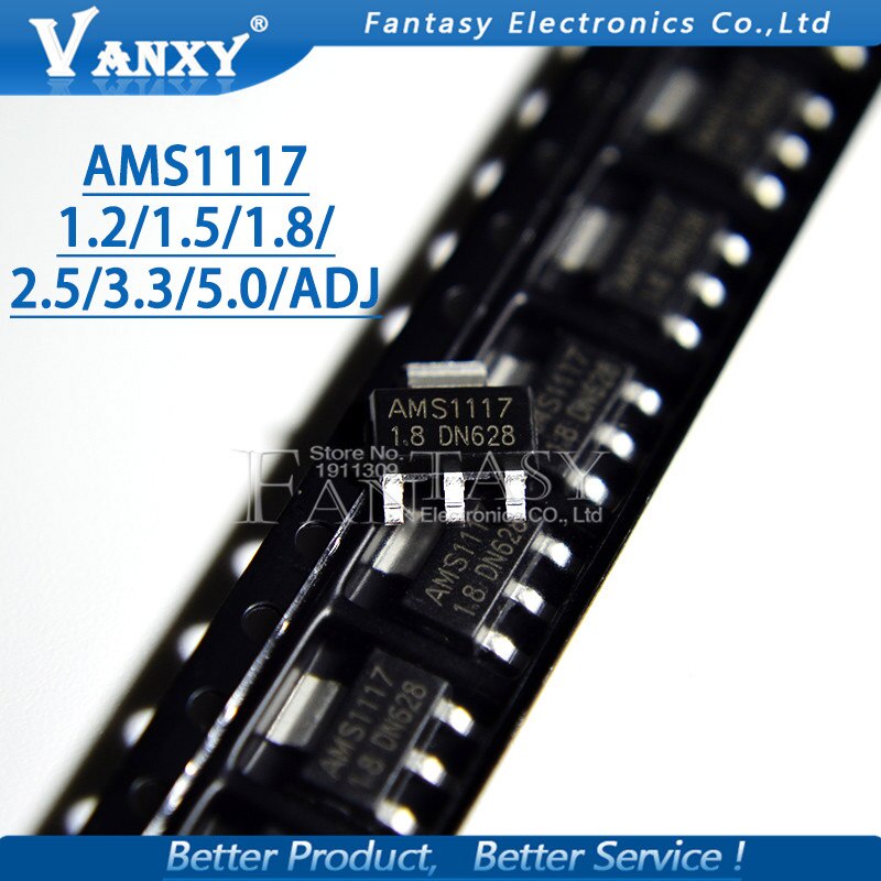 10pcs AMS1117 1.2V 1.5V 1.8V 2.5V 3.3V 5V ADJ LM1117 1117 Linear เครื่องปรับแรงดันไฟฟ้า SOT223 ...