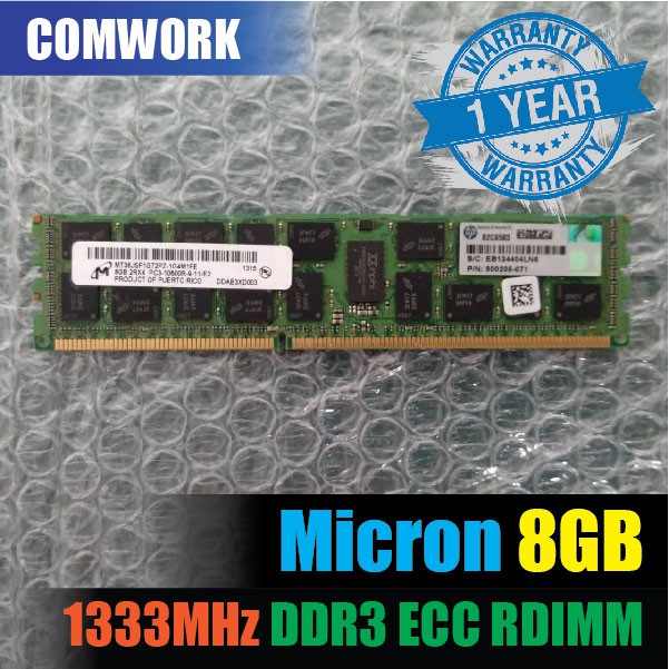 แรม RAM MICRON 8GB DDR3 ECC SERVER RDIMM REG RAM MEMORY X58 X79 X99 C602 WORKSTATION SERVER DELL ...