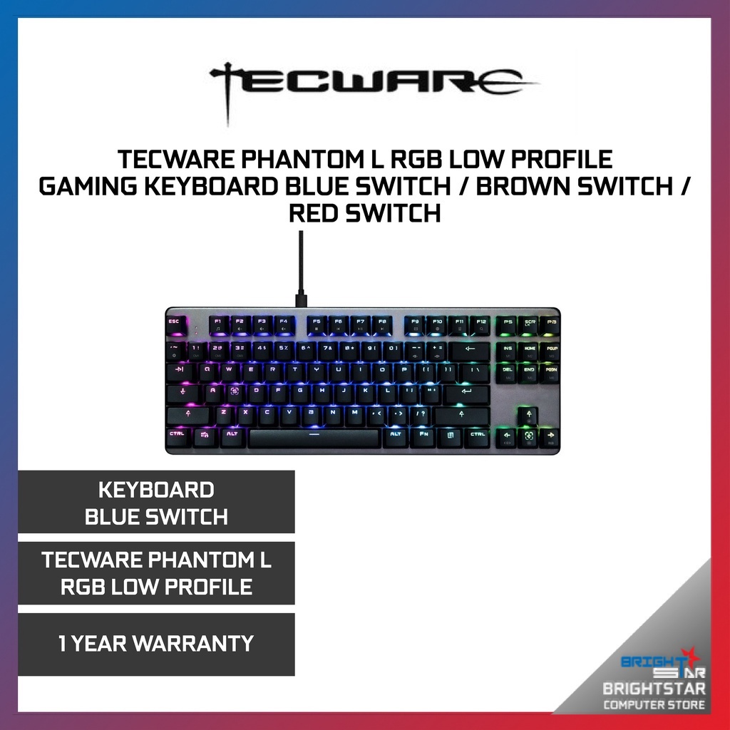 Tecware Phantom L RGB Low Profile Gaming Keyboard Blue Switch / Brown ...