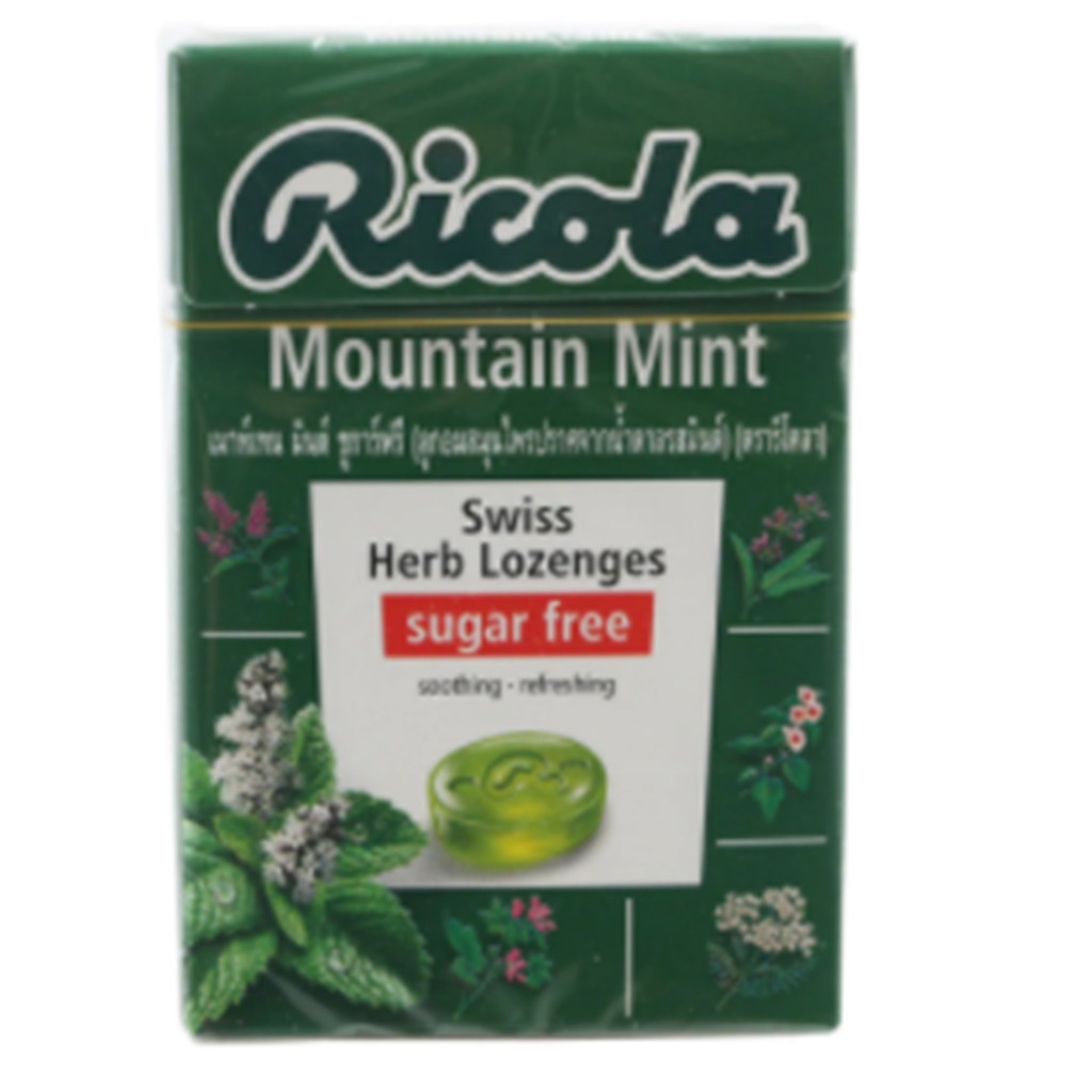 Ricola Swiss Herb Lozenges Candy Sugar Free Mountain Mint 40g.ริโคล่าลูกอมสมุนไพรปราศจากน้ำตาลรส ...
