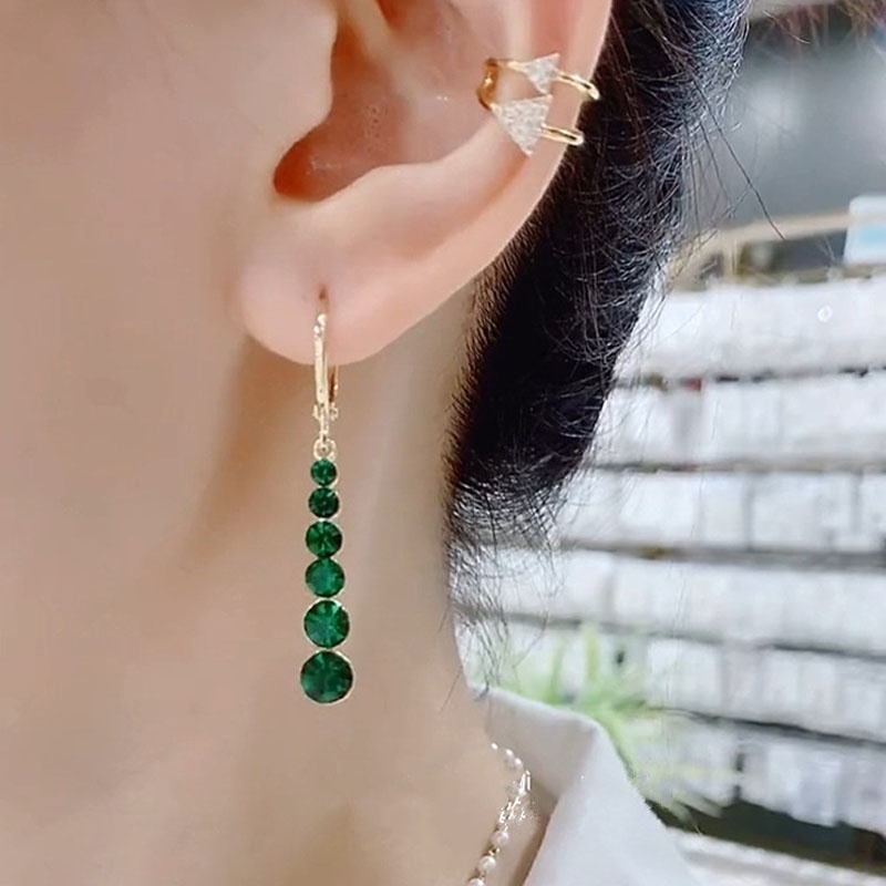 ใหม่ ต่างหูระย้า ห้อยพู่ ทรงหยดน้ํา สีเขียว สไตล์เกาหลี สําหรับผู้หญิง 2022 S925 | Shopee Thailand