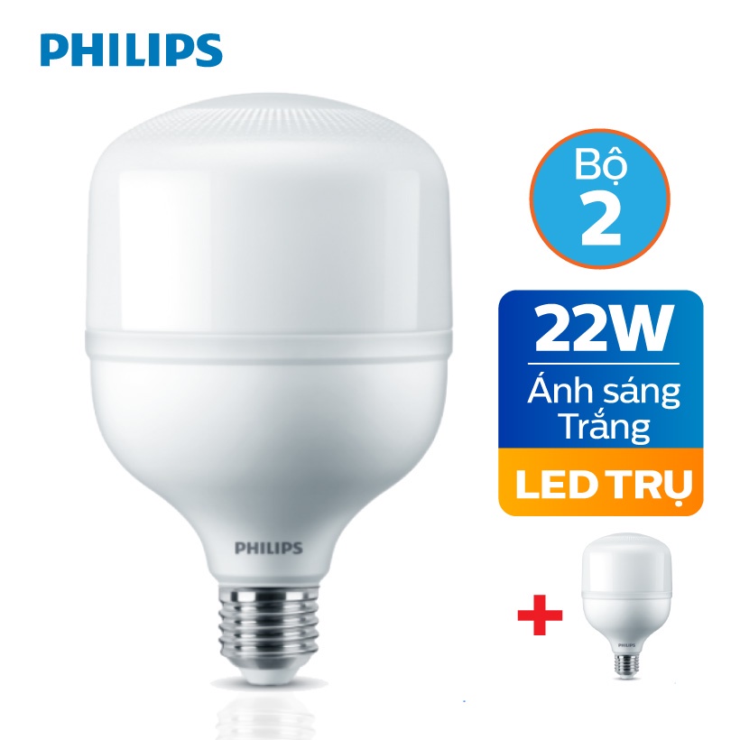 ชุดหลอดไฟ Philips LED TForce 22W HB E27 2 ดวง - แสงสีขาว/แสงสีเหลือง ...