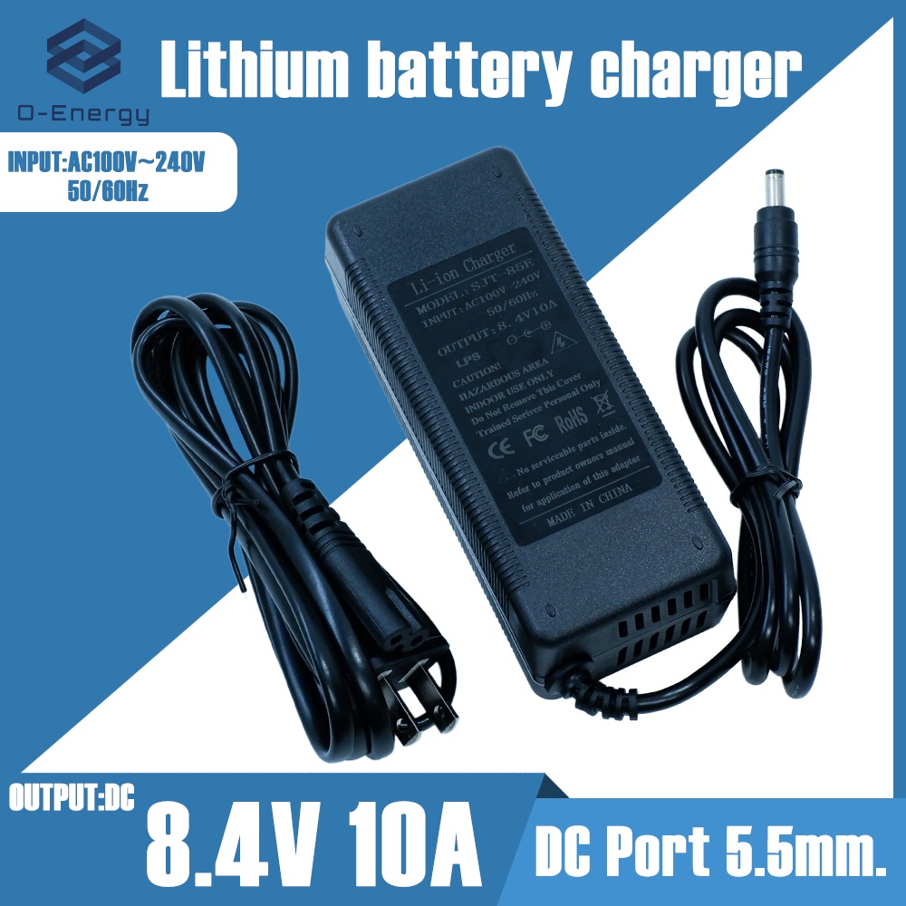อะแดปเตอร์ชาร์จแบตลิเที่ยม DC 8.4V 10A DC Port 5.5มมx2.5มม.เต็มแล้วตัด ...