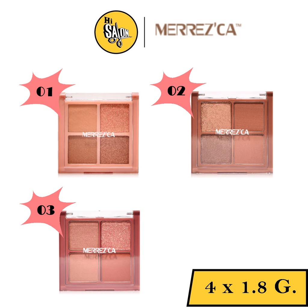 สีใหม่ NEW!! พาเลท 4 ช่อง MERREZCA Eye Color palette โทนสีน้ำตาล อายชา ...
