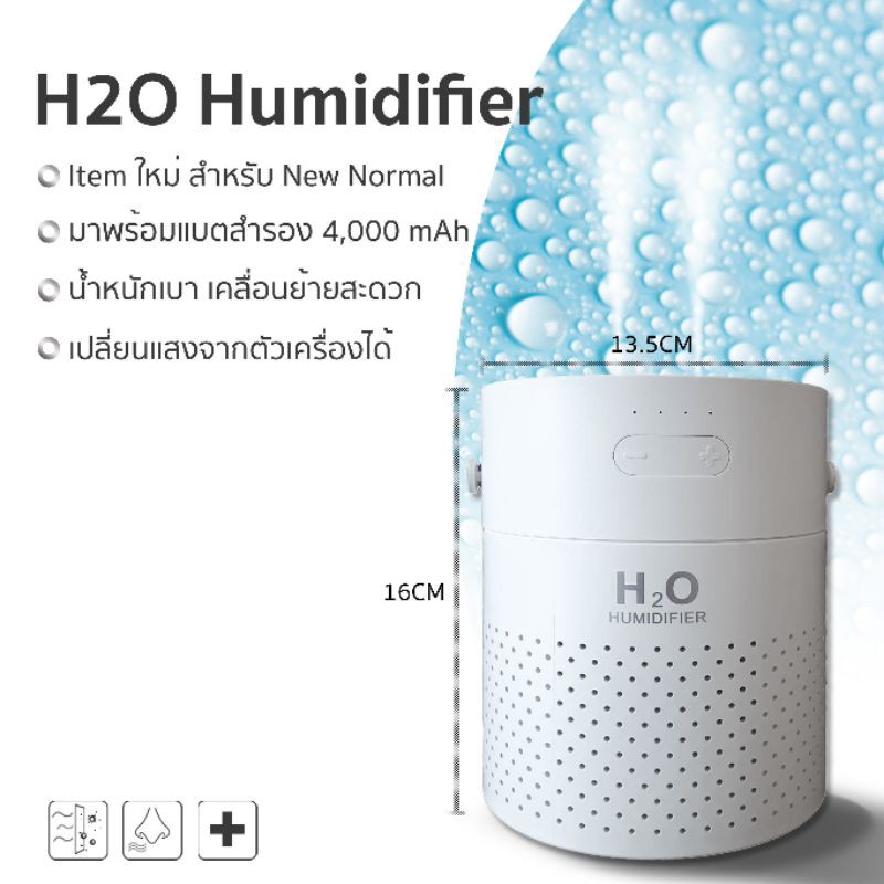 *พร้อมส่ง* H20 Humidifier(สีขาว) เครื่องพ่นละอองความชื้นแบบพกพา น้ำหนัก ...