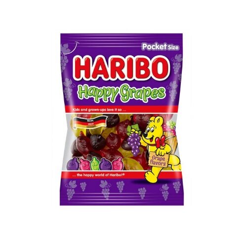 Haribo Happy Grapes 80g รสองุ่น เยลลี่ หรือกัมมี่แบร์ ตราฮาริโบ้ เจลลี่ ...
