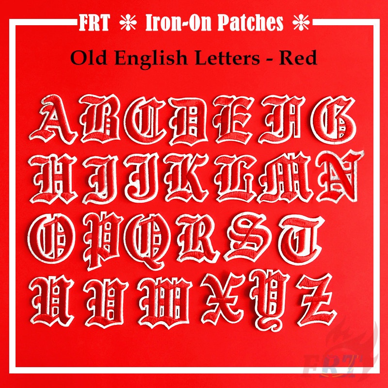 ☸ Old English Letters - Red Iron-on Patch ☸ 1Pc Diy Sew on Iron on ...