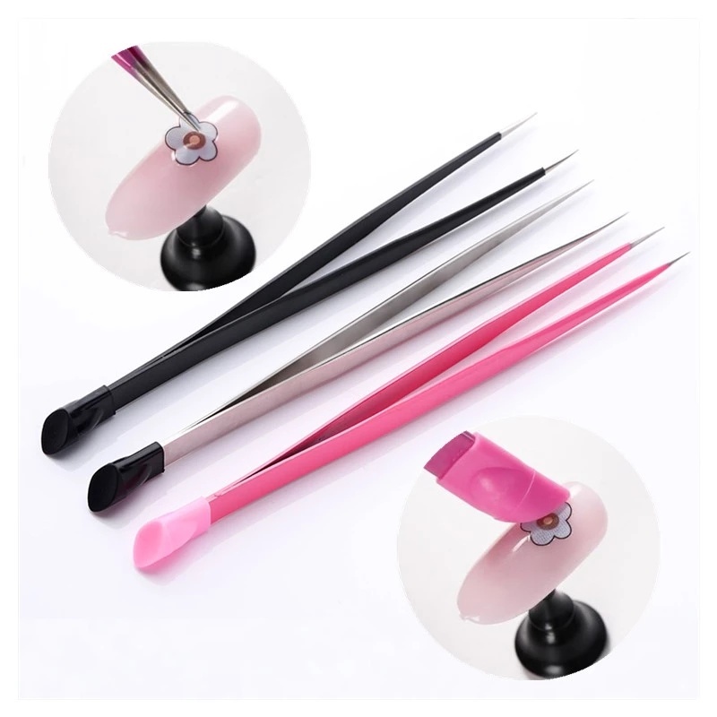 [1Piece Stainless Steel Nail Tweezers with Silicone Pressing Head ...