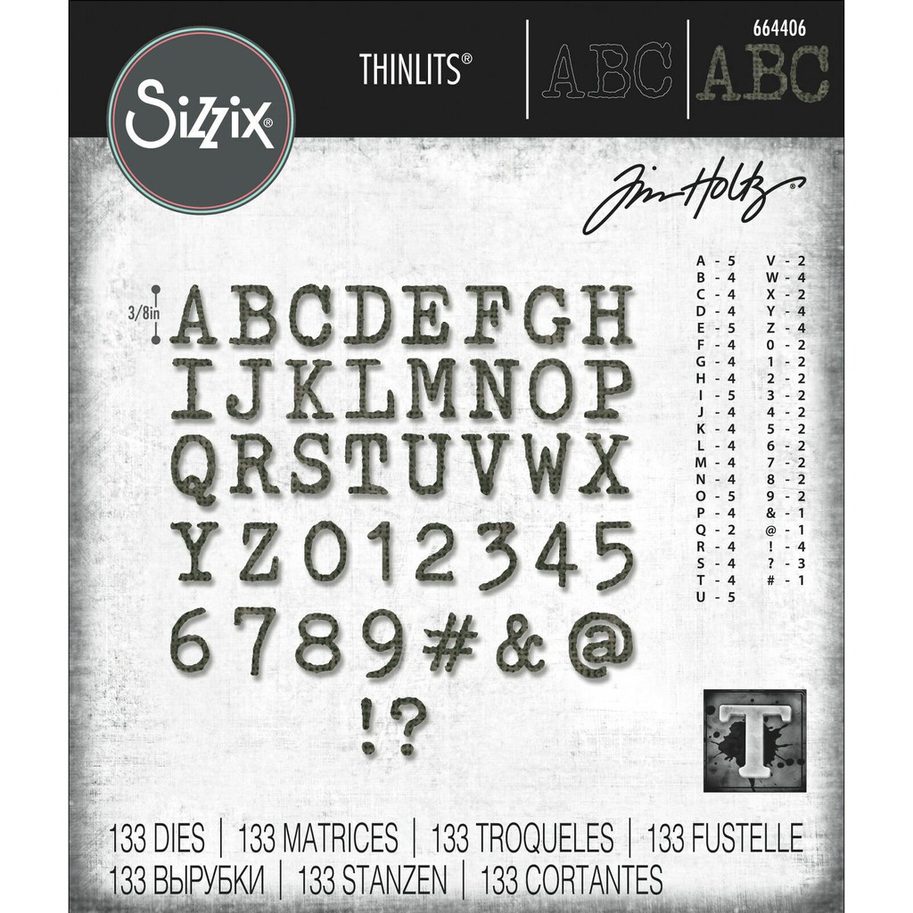 Sizzix Thinlits Die Set 133PK - Alphanumeric Tiny Type Upper Craft Die แม่แบบ/แม่พิมพ์ ใช้กับ ...