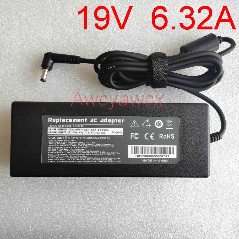 อะแดปเตอร์ชาร์จแล็ปท็อป AC 100V-240V DC 19V 6.32A 120W สําหรับโน้ตบุ๊ก MSI ASUS TOSHIBA AOC ...