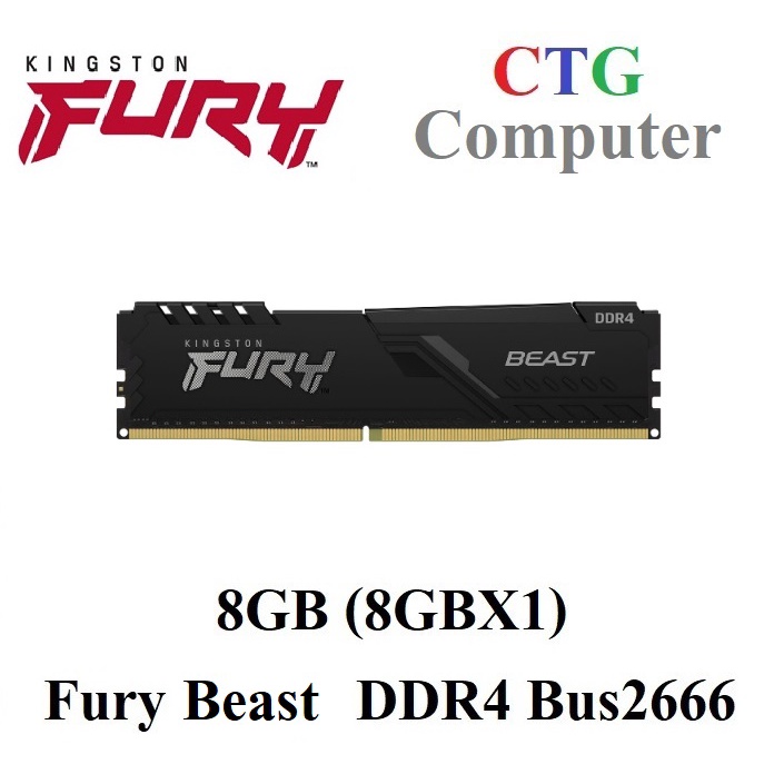RAM PC KINGSTON FURY BEAST 8GB (8GBx1) DDR4 BUS 2666 (KF426C16BB/8) | Shopee Thailand