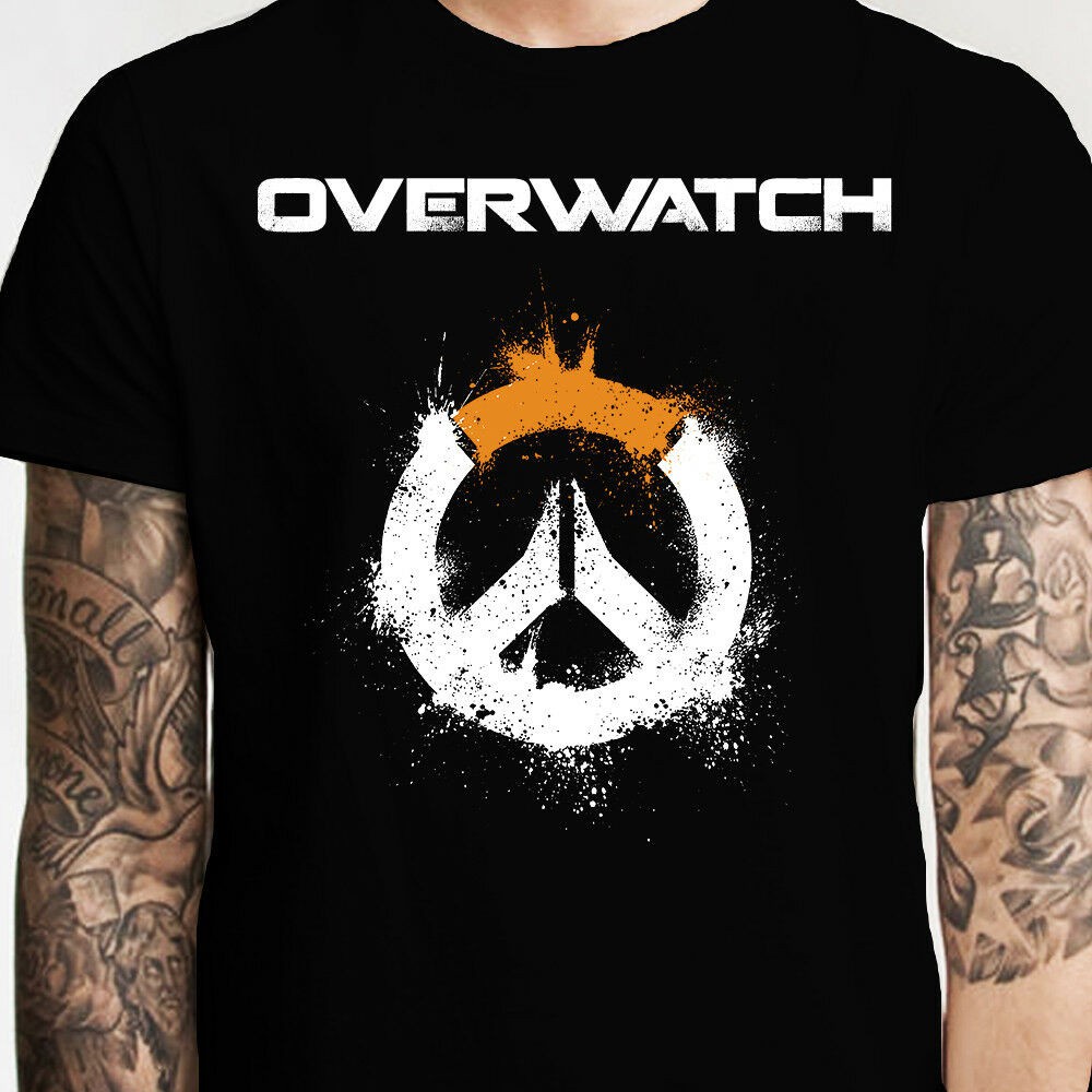เสื้อยืดผ้าฝ้าย พิมพ์ลายโลโก้ Overwatch Spray Hanzo Genji Roadhog Mercy ...