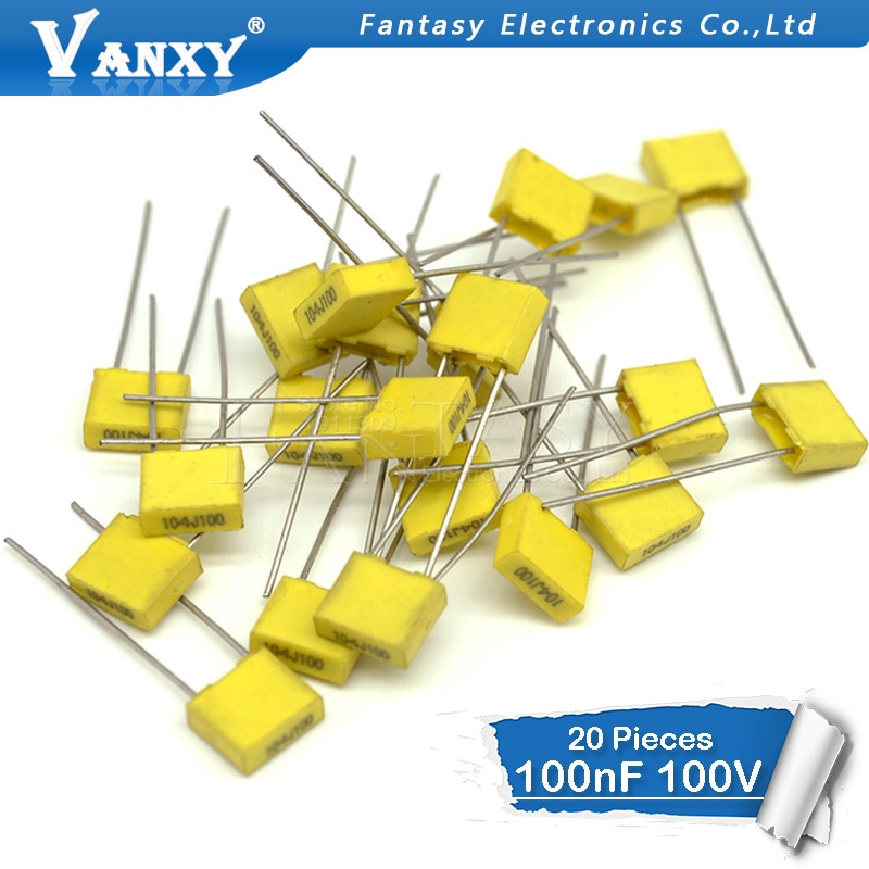 20PCS 100NJ100 Correction Capacitor 100V104J 100NF 0.1UF 100V 104 104J 5mmPolypropylene Safety ...