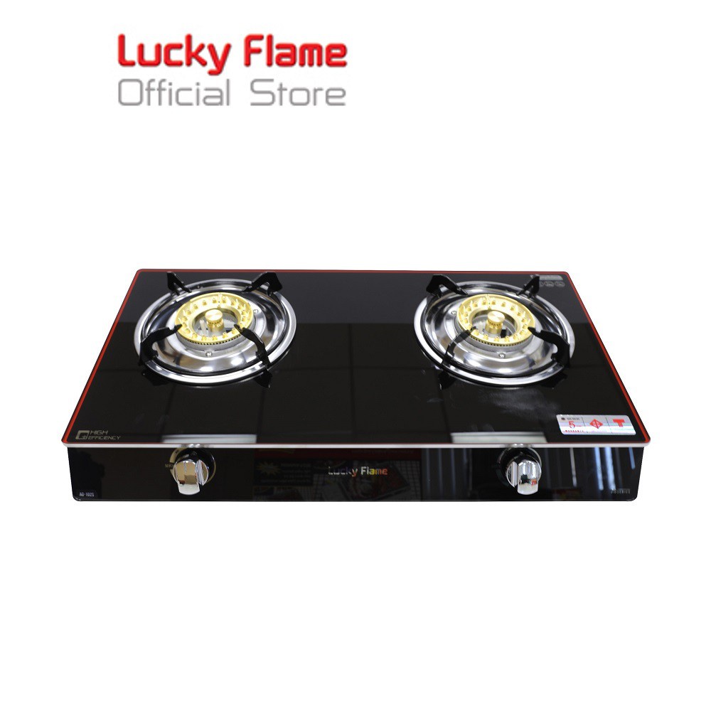 LUCKY FLAME เตาแก๊ส รุ่น AG-102S หน้ากระจกนิรภัย หัวเตาทองเหลือง รับประกัน 5 ปี | Shopee Thailand