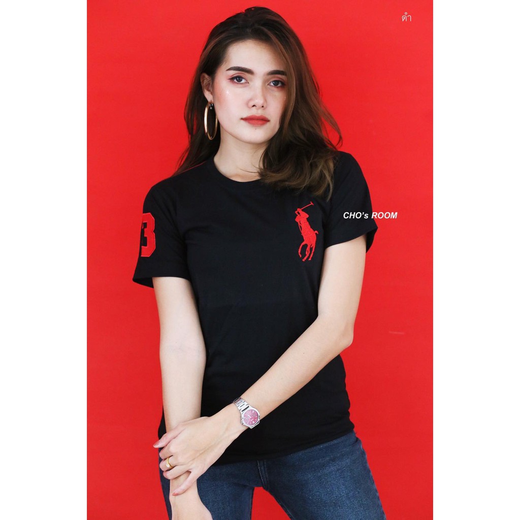 เสื้อแขนสั้นสีพื้นปักม้า Cotton 100% (SMLXL) No. R01 | Shopee Thailand