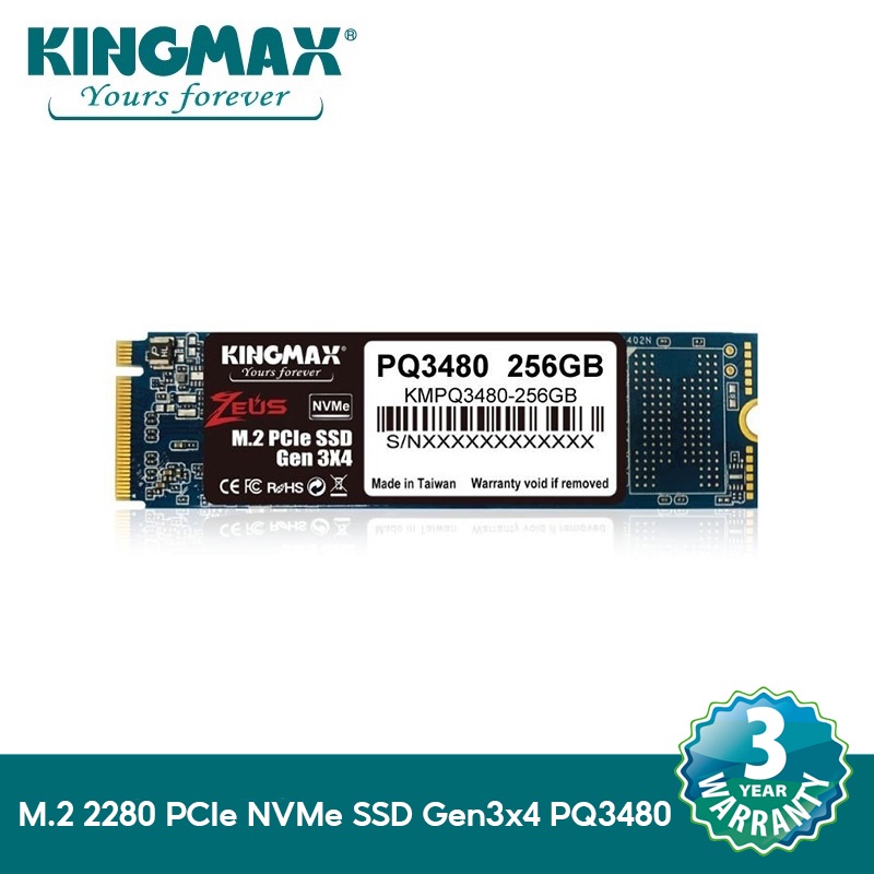 KINGMAX 256GB SSD รุ่น PQ3480 M.2 2280 PCIe NVMe SSD Gen3x4 (2,250/1 ...