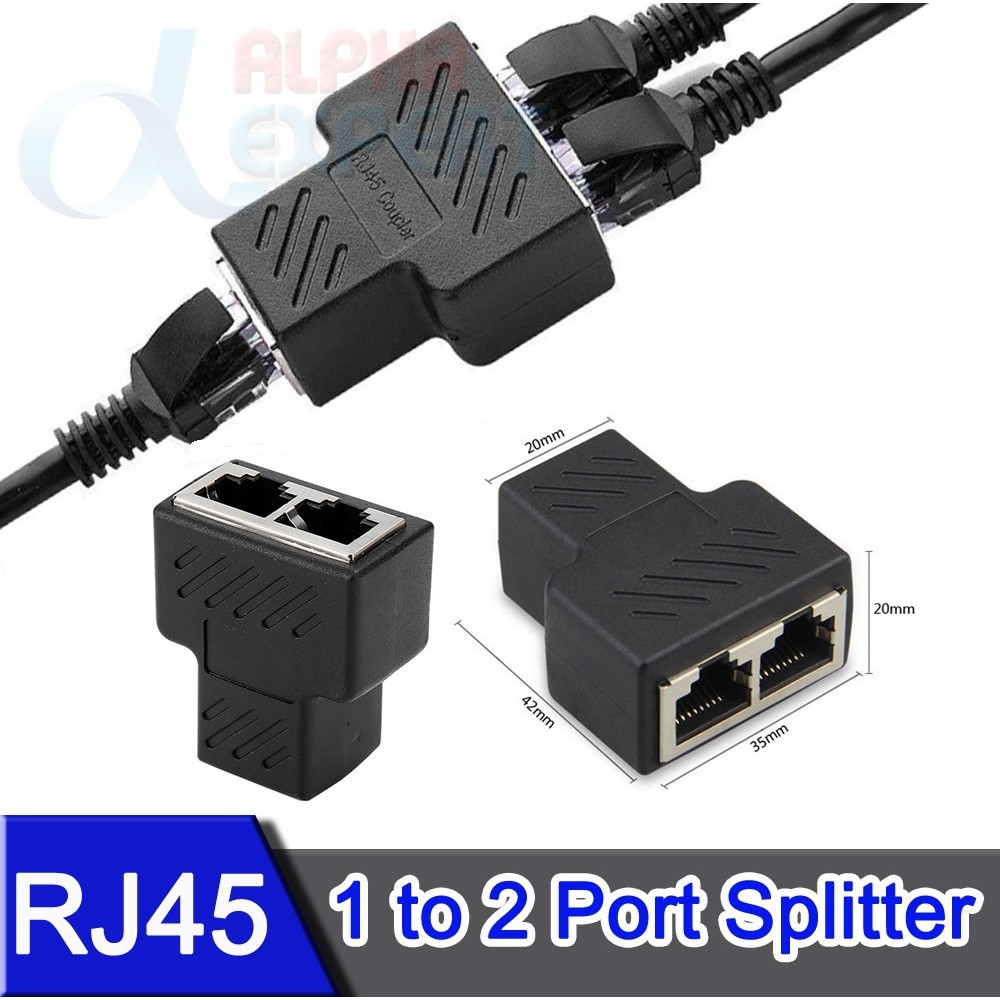 อแดปเตอร์ RJ45 Splitter 1 To 2 Ways LAN Ethernet Network Cable RJ45 ...