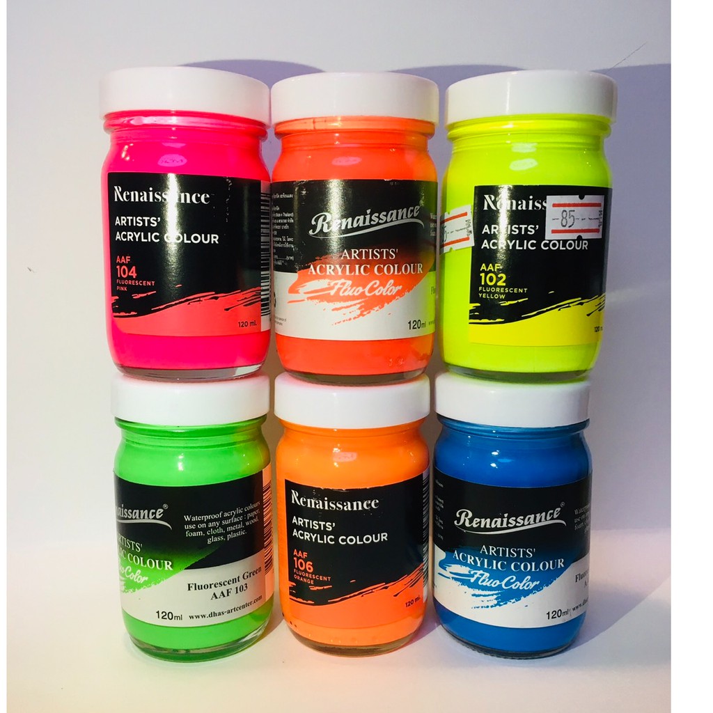 Acrylic FLUO Colour (สีอะครีลิกสะท้อนแสง มี 2 ขนาด) | Shopee Thailand