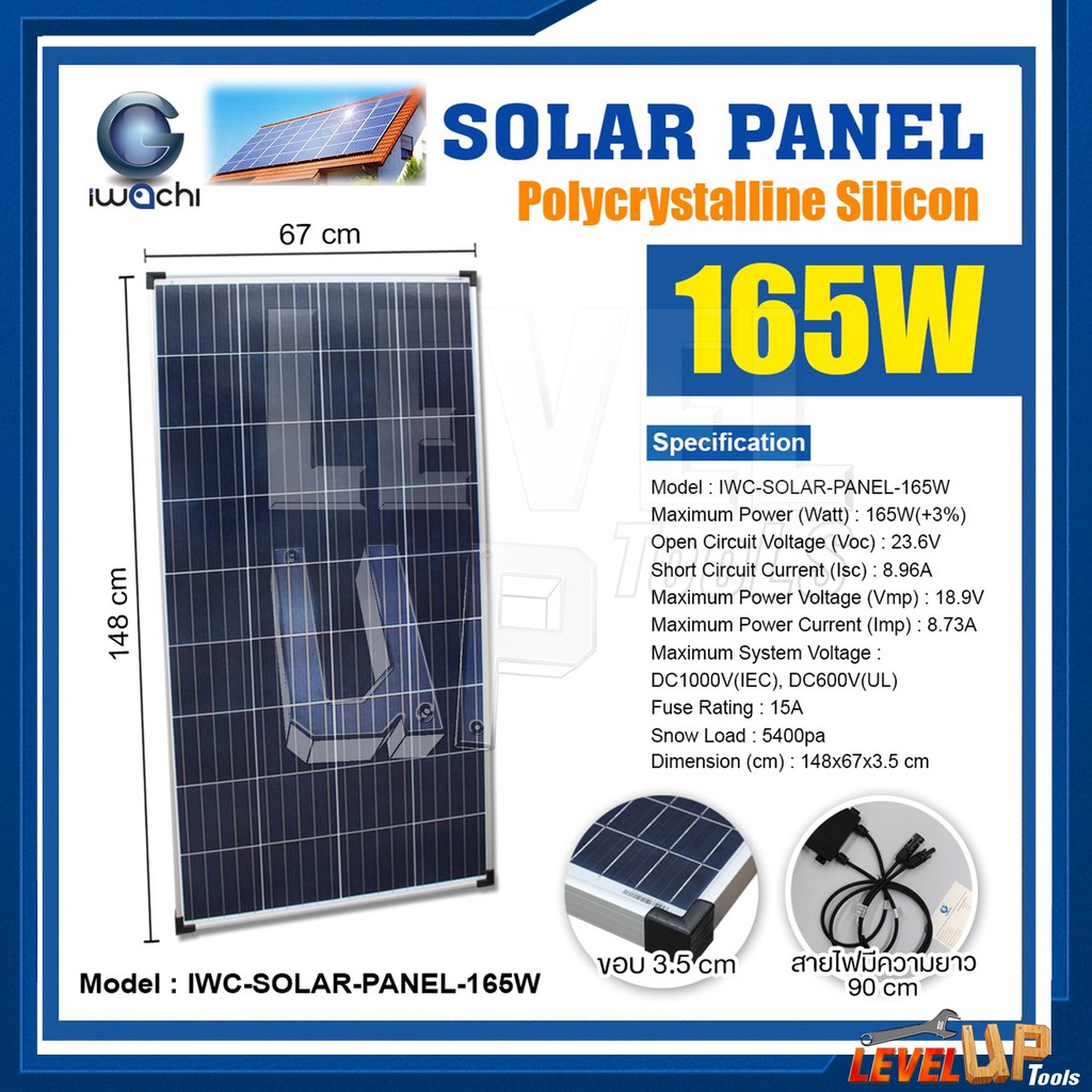 แผงโซล่าเซลล์ Solar Panel แผงโซล่า IWACHI แผงโซล่าเซลล์ 165W พลังงานแสง ...