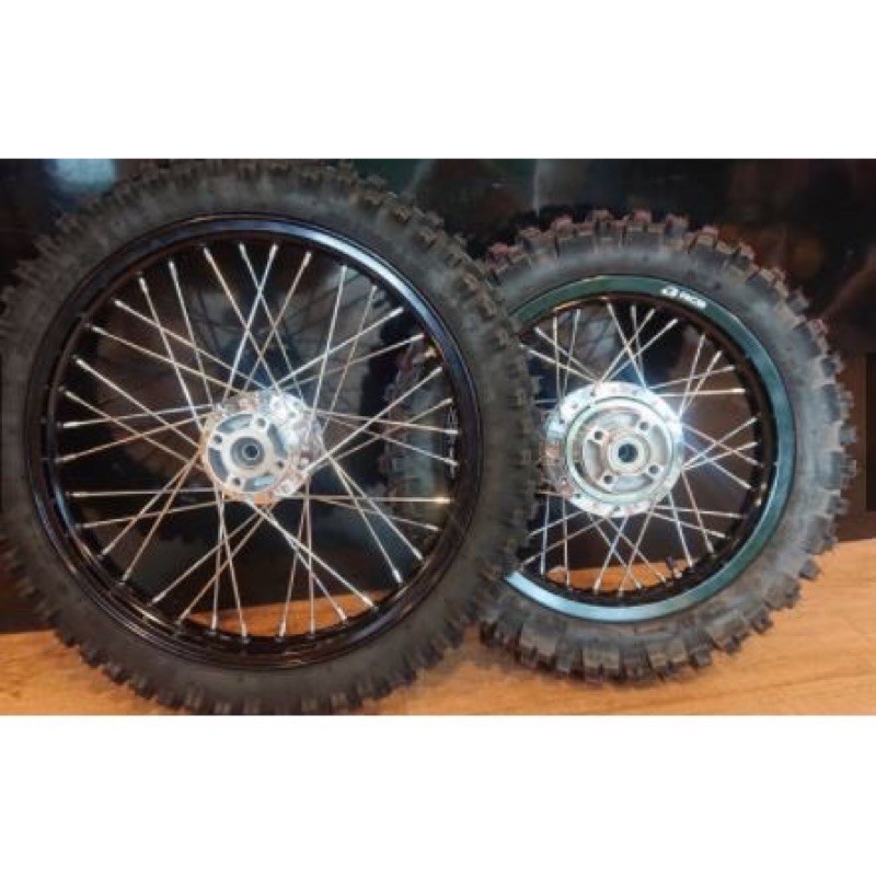 ชุดล้อดำทรงวิบากหน้า Akei PROfessional Rim ของแท้ หลัง1.60*14ดุม KSR+ ...