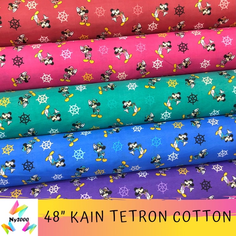 Kain Tetron Cotton TC (โพลีเอสเตอร์) โครักมิกกี้เมาส์ (Bidang 48) / ผ้า ...