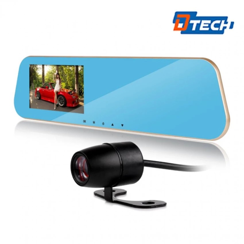 DTECH CAR CAMERA BLACK กล้องติดรถยนต์ TCM048 มีกล้องหลัง(สีดำ) #1389 | Shopee Thailand