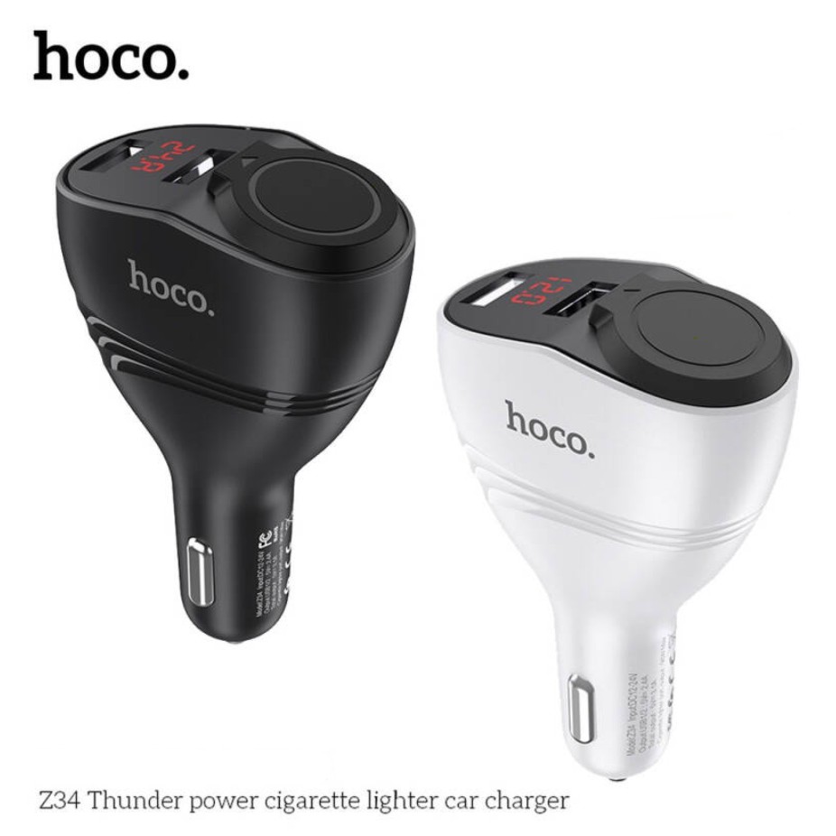 Hoco Z34 ที่ชาร์จเสียบที่จุดบุหรี่ ที่ชาร์จในรถ 3.1A power cigarette lighter car charger 96W ...