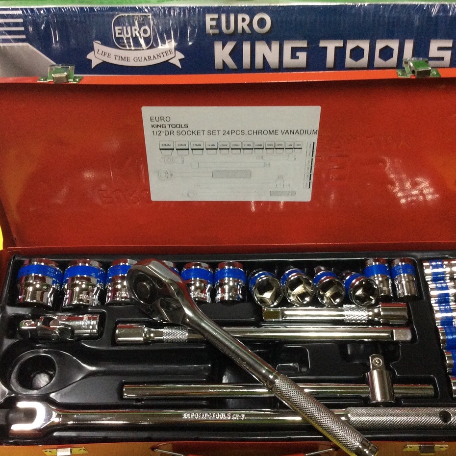 Euro king tool บ๊อกชุด 24 pcs 6 เหลี่ยม 10-32 มิล euro เหมาะกับงานขัน ...