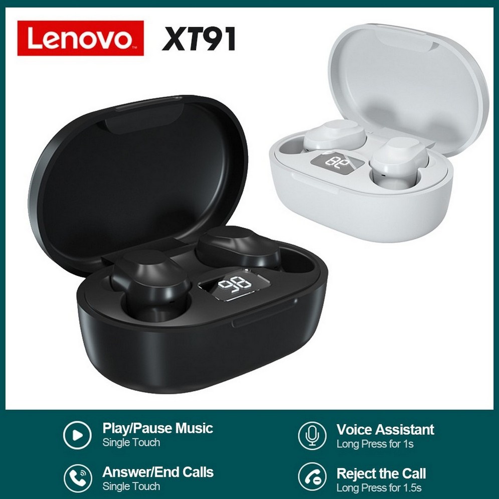 Lenovo XT91 TWS Earbuds Touch Control Sport Headset Sweatproof In-ear Earphones with Mic ...