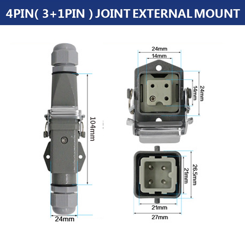 Heavy Load Connector HDC HA 4 5 6 8 Pin Heavy Duty Connector 10A Rectangle Aviation Plug Socket ...