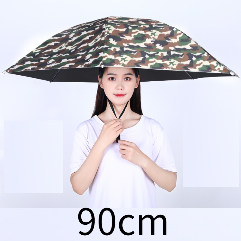 หมวกร่ม 90cmป้องกันรังสียูวี 2 ชั้นหมวกร่มขนาด ร่มและอุปกรณ์กันน้ำ กว้าง90cm ร่มตกปลา ร่มพับ ร่ม ...