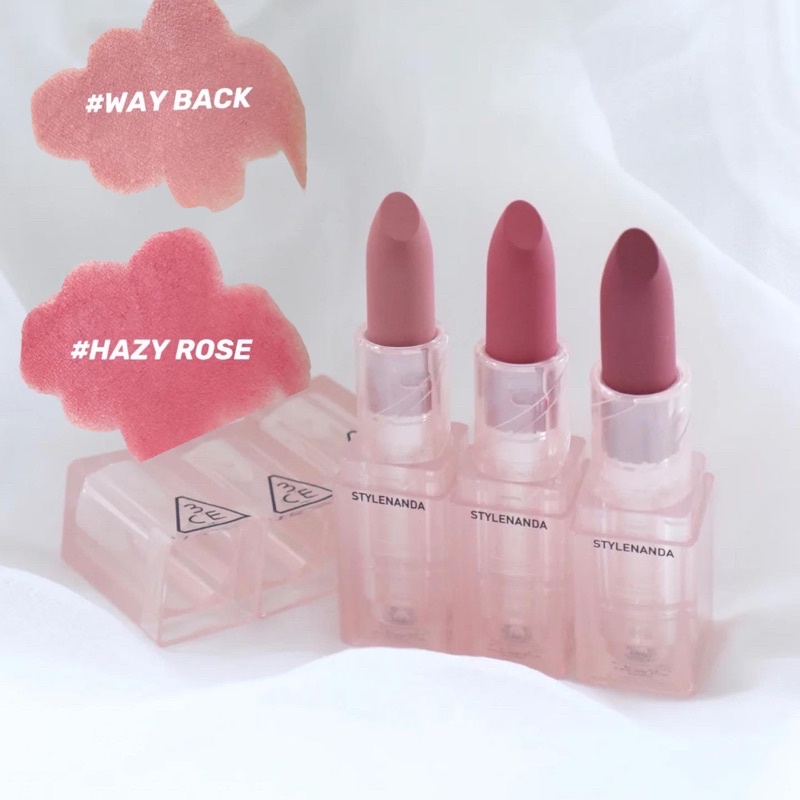 🌈โค้ด G34652 ลดเพิ่ม100.- 💕 3CE Soft Matte Lipstick Way Back, Hazy Rose, Chill Move, Better Mood ...