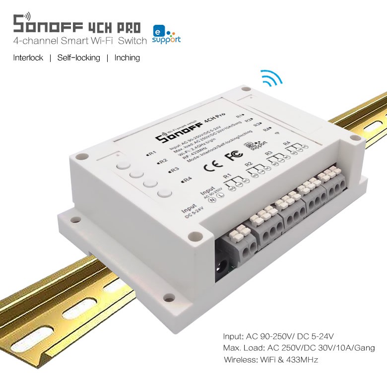 Sonoff 4CH PRO R1 ส่งใน 3 วัน สวิตช์ไวไฟสำหรับสมาร์ทโฮม แบบ 4 วงจร ส่ง ...