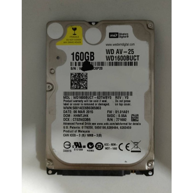 HDD (ฮาร์ดดิสก์) Notebook SATA 160GB มือสอง | Shopee Thailand