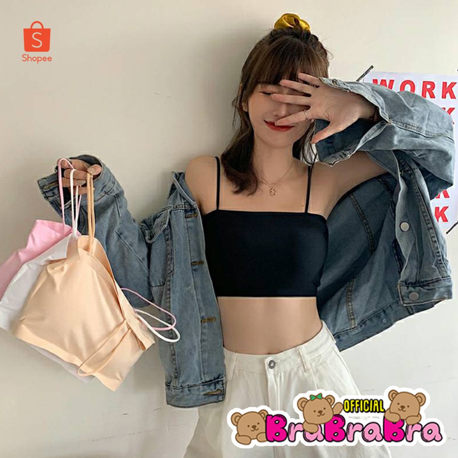 [ส่งจากไทย] 𝑩𝒓𝒂𝑩𝒓𝒂𝑩𝒓𝒂 #bra-059 ครอปครึ่งตัว Crop top เกาะอกพร้อมสาย 5 สีให้เลือก | Shopee Thailand