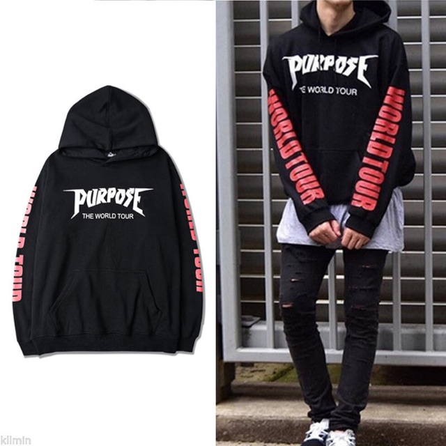Purpose The World Tour Black Hoodie แท้ 100% Inspired by Justin Bieber ...