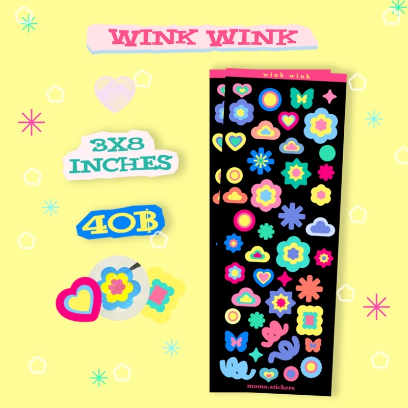 wink wink stickers ขนาด3x8นิ้ว | Shopee Thailand