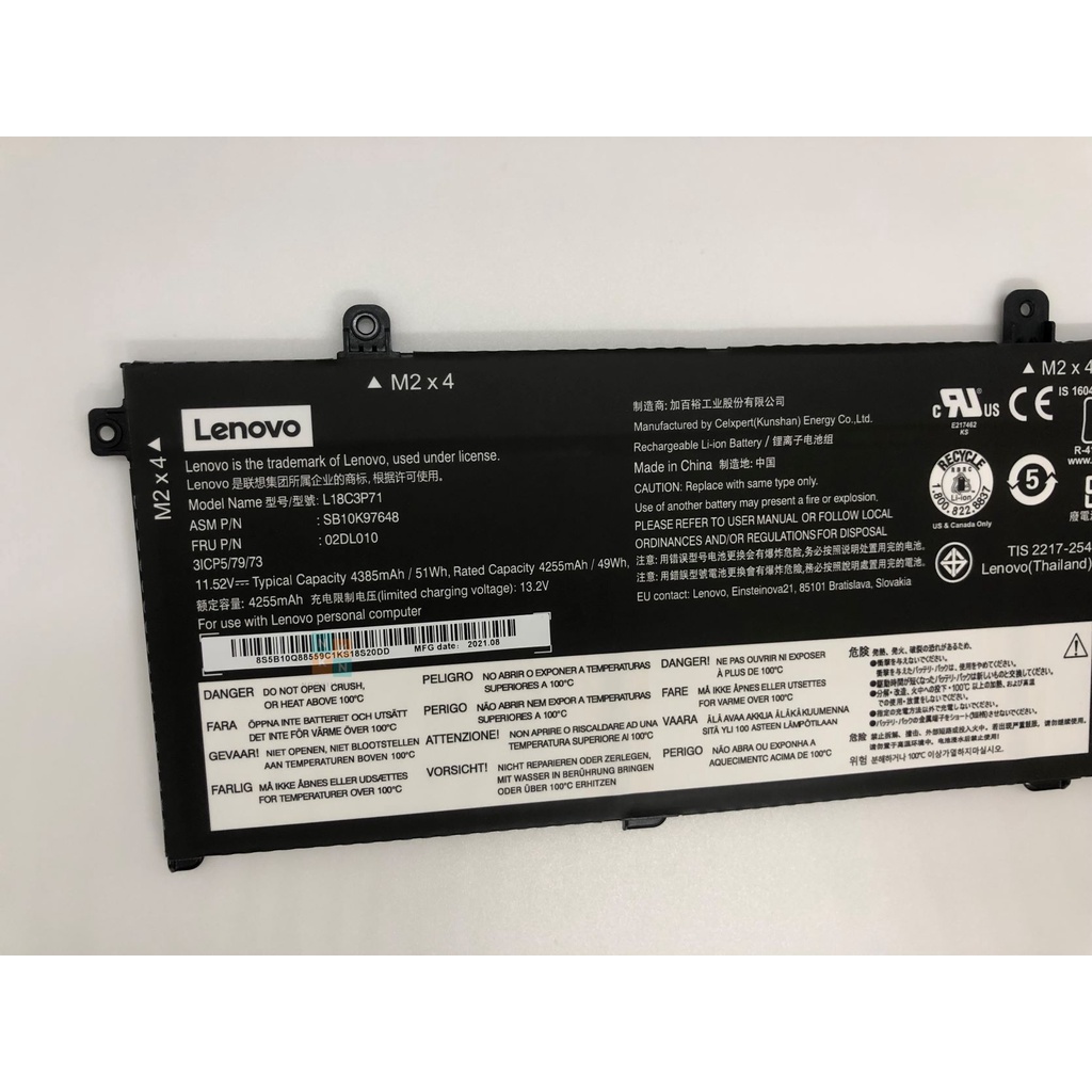 LENOVO แบตเตอรี่ L18C3P71 ของแท้ (สำหรับ ThinkPad T14 GEN 1,GEN 2,T490 ...