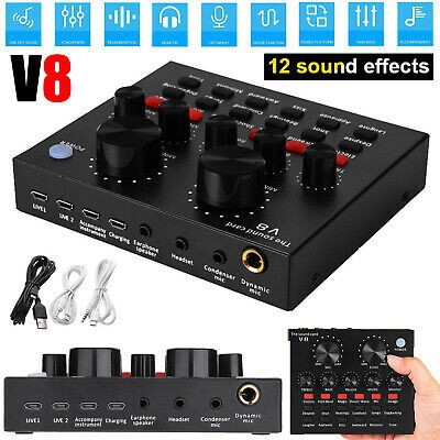 V8 Audio External USB Headset Microphone Live Broadcast Sound Card for ...