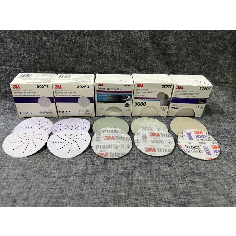 กระดาษทราย (Trizact 3M ขนาด 3นิ้ว) เบอร์500/800/1000/3000/8000 อย่างละ ...
