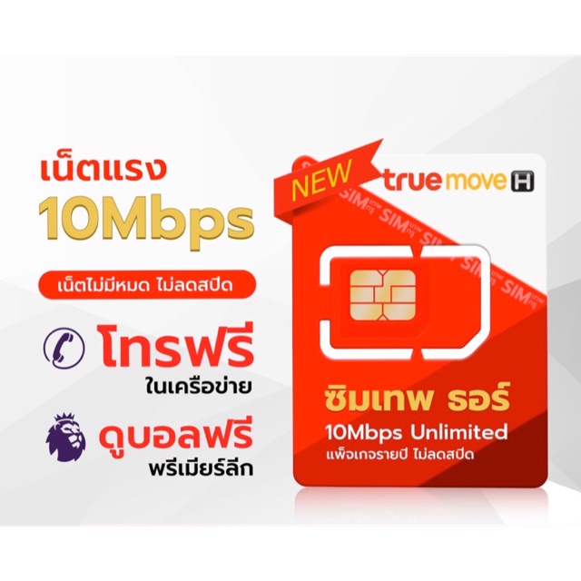 ซิมเทพธอร์ ซิมเน็ต True 4G เน็ตแรง 10Mbps ไม่ลดสปีด โทรฟรี ใช้ TrueID ดูหนัง ฟังเพลงฟรี 1ปี ...